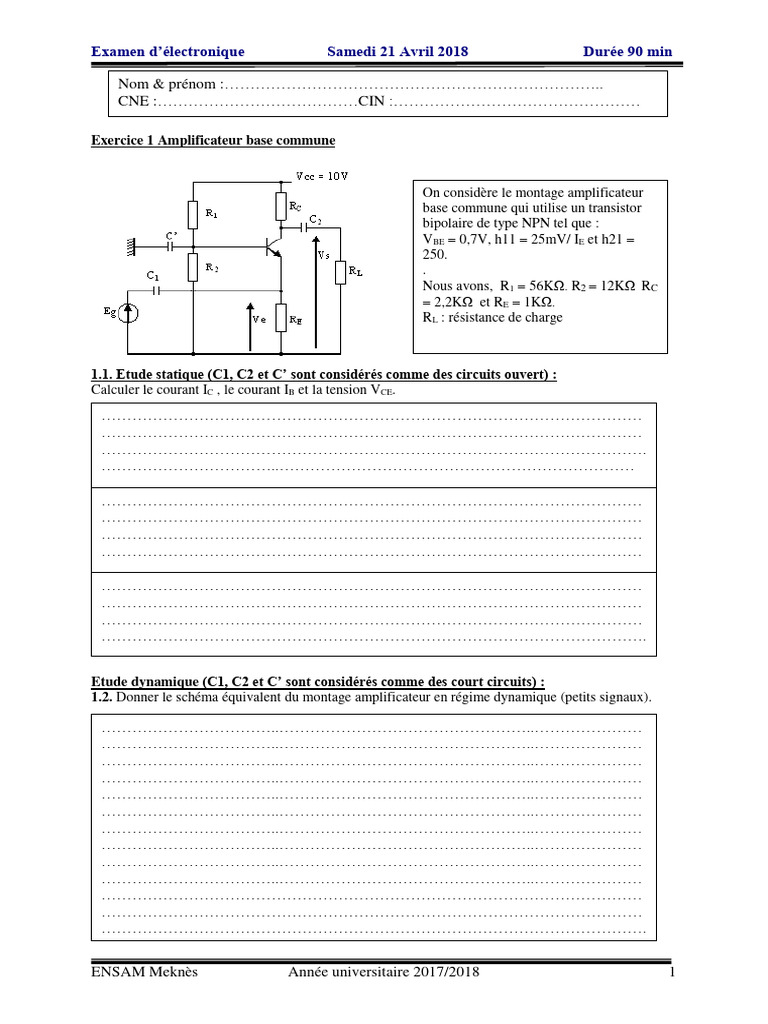 Examen_electronique (1) | PDF