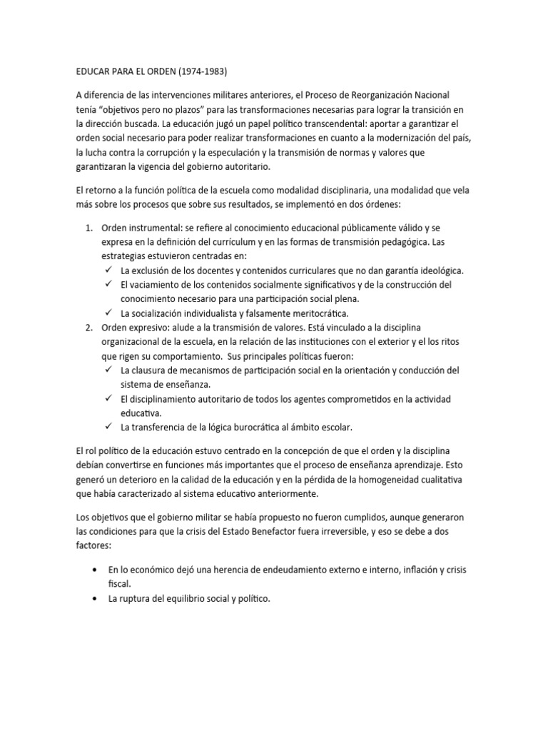 Educar para El Orden | PDF | Enseñando | Plan de estudios