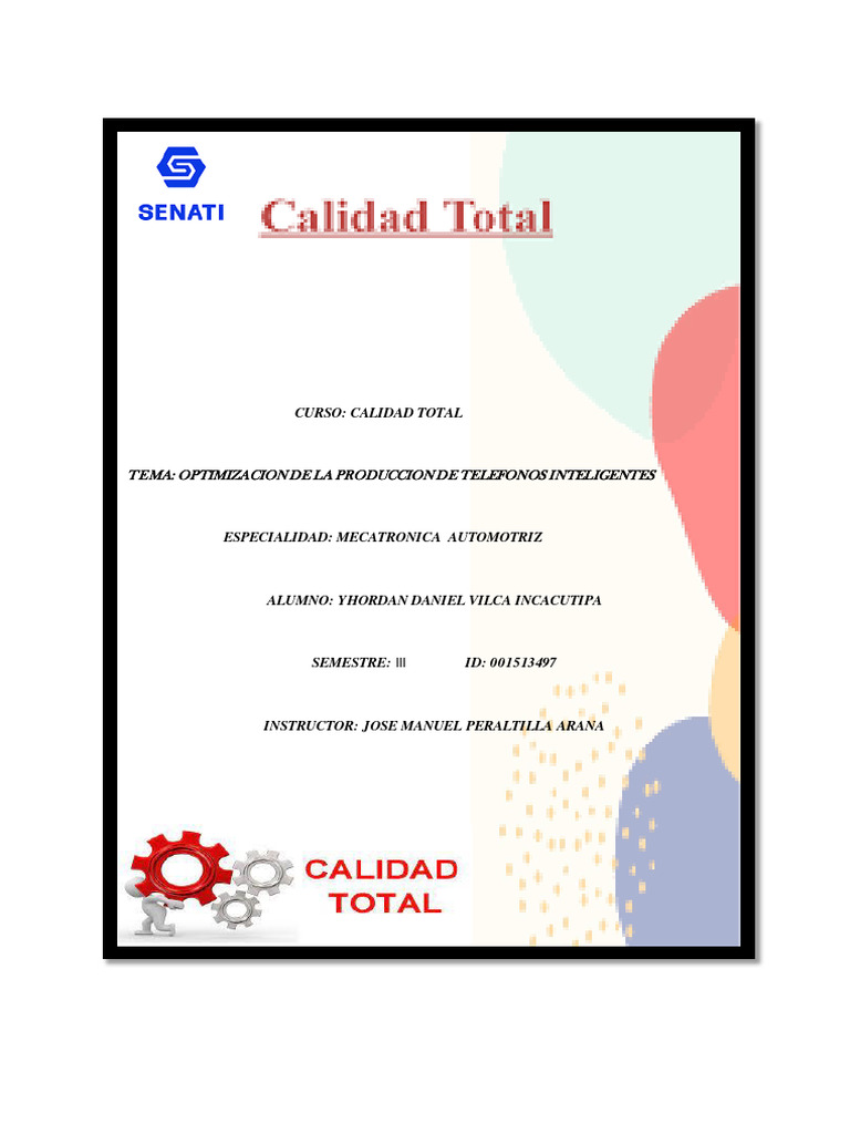 Entregable E01 Calidad Total Yhordan | PDF | Calidad (comercial) | Evaluación