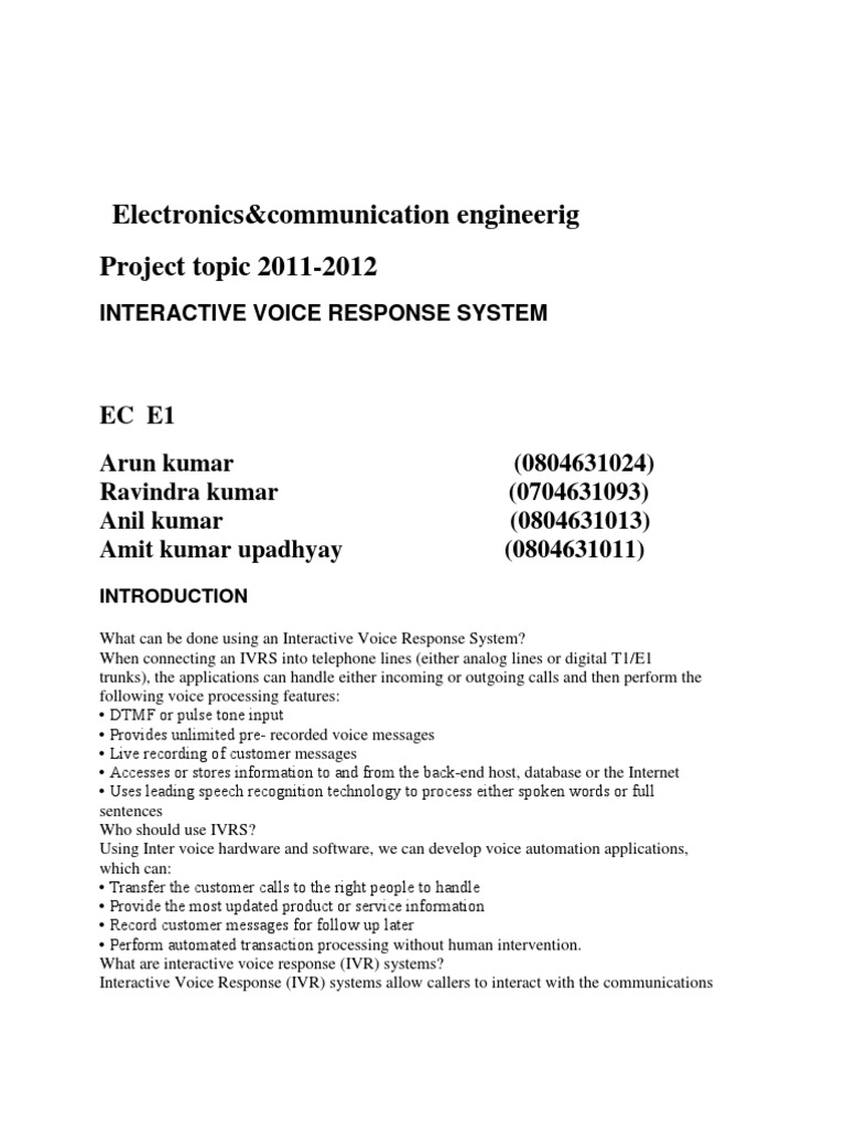 Electronics&communication Engineerig Project Topic 2011-2012 | PDF ...