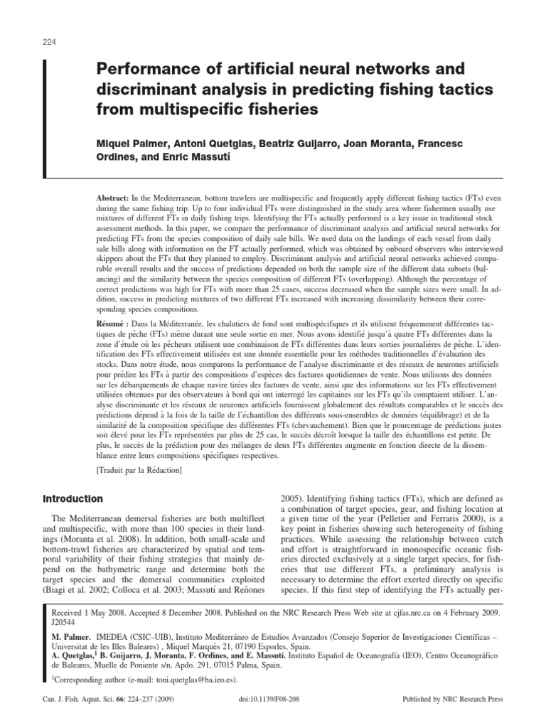 2009-Performance of Artificial Neural Networks and Discriminant Analysis in Predicting Fishing ...
