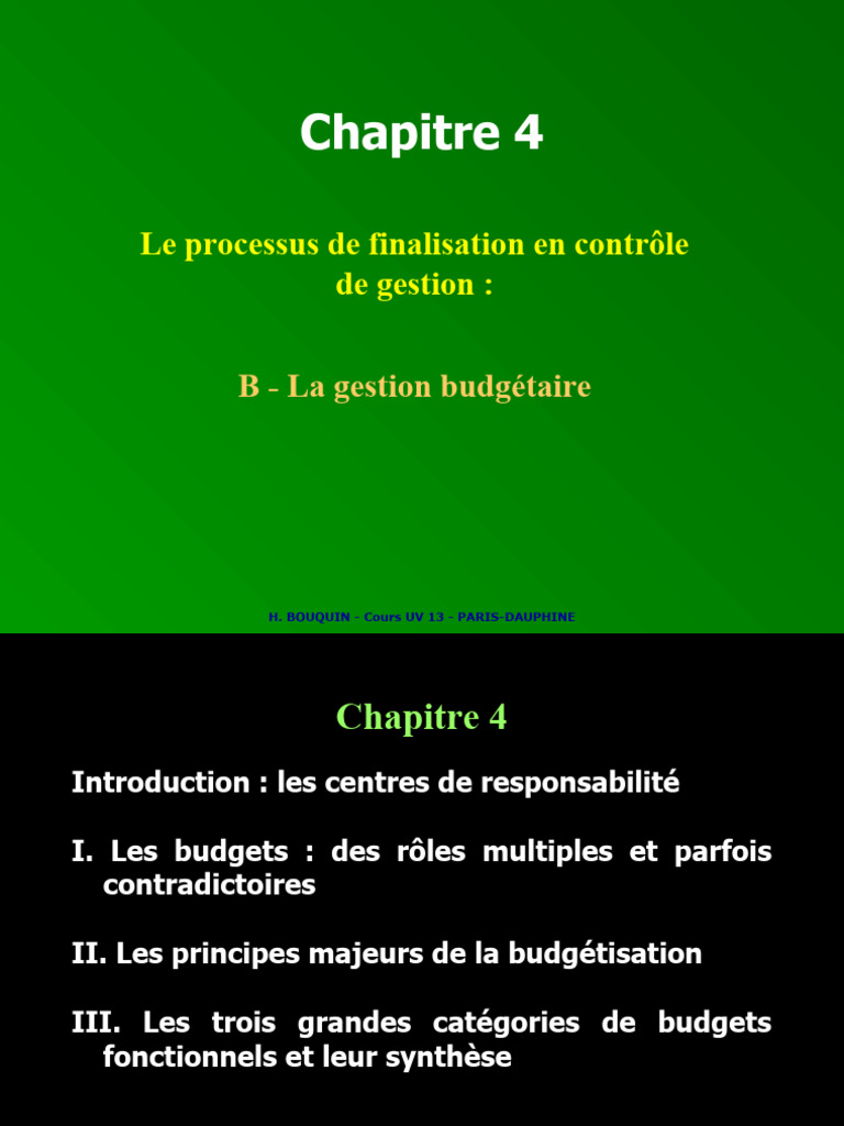 Chapitre 4: Le Processus de Finalisation en Contrôle de Gestion | PDF ...