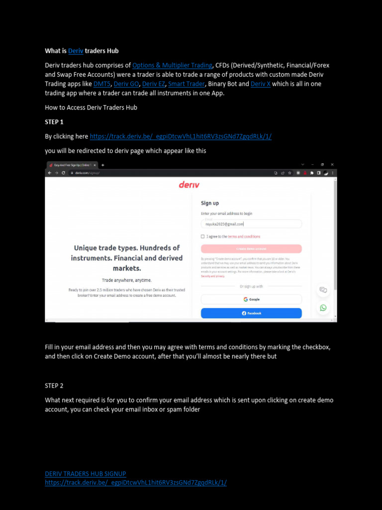Deriv Traders Hub Signup Guide | PDF | Cryptocurrency | Financial Markets
