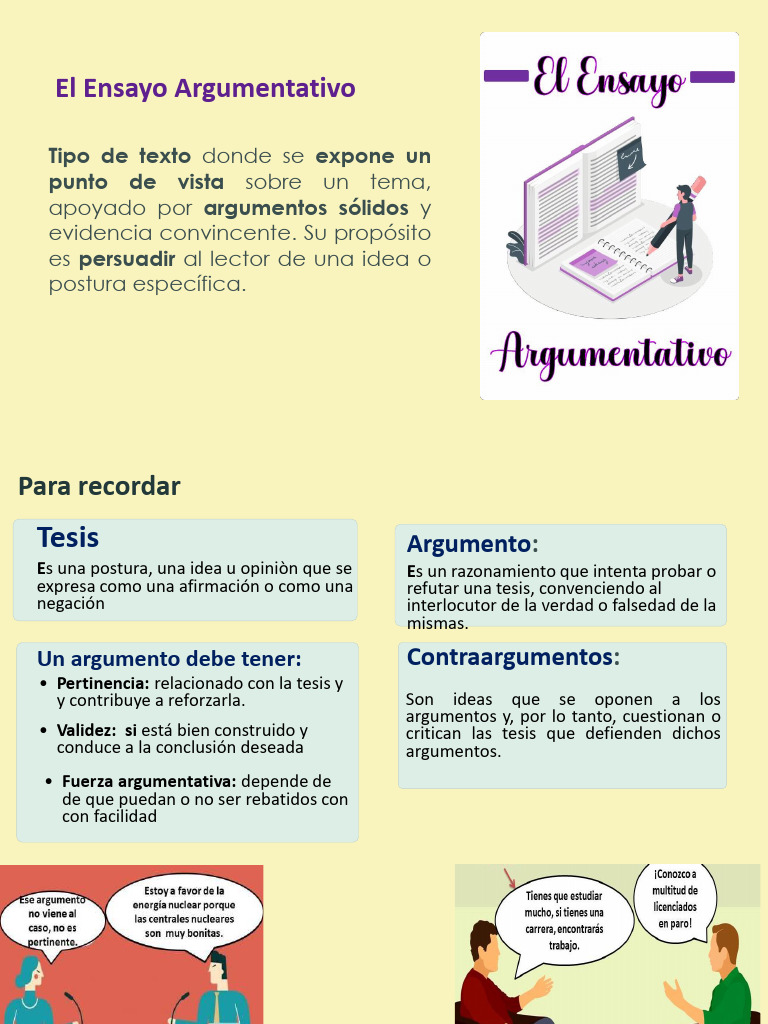 El Ensayo Argumentativo - PPTX 1 | PDF | Ensayos | Argumento