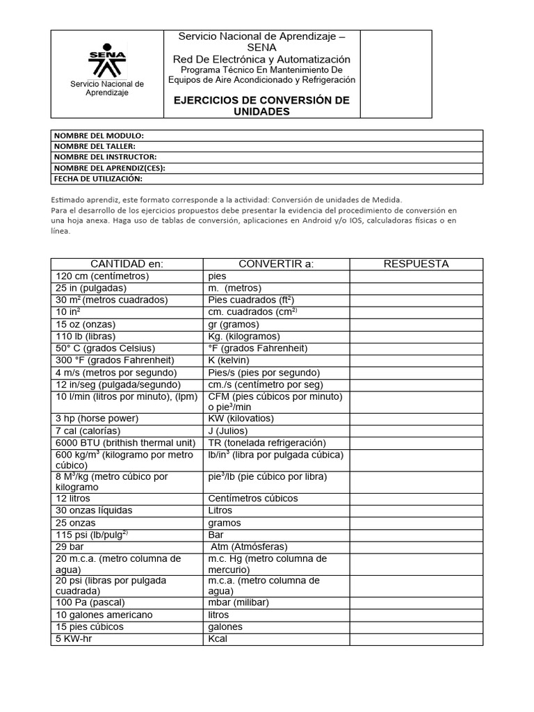 Anexo 1 Conversión de Unidades | PDF | Pascal (Unidad) | Libra (masa)