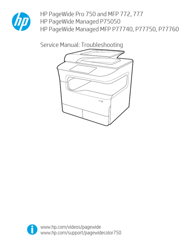 HP Pagewide Pro 750 and MFP 772, 777 HP Pagewide Managed P75050 HP ...