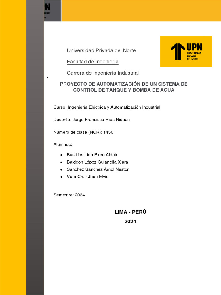 Proyecto Control de Tanques de Agua Con Sistema PLC | PDF | Automatización | Controlador lógico ...
