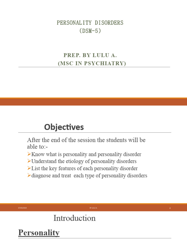 Overview of DSM-5 Personality Disorders | PDF | Personality Disorder ...