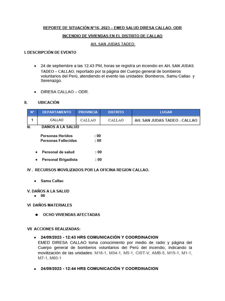 Reporte de Situación 24 Septiembre 2023 - Emed Salud Diresa Callao ...