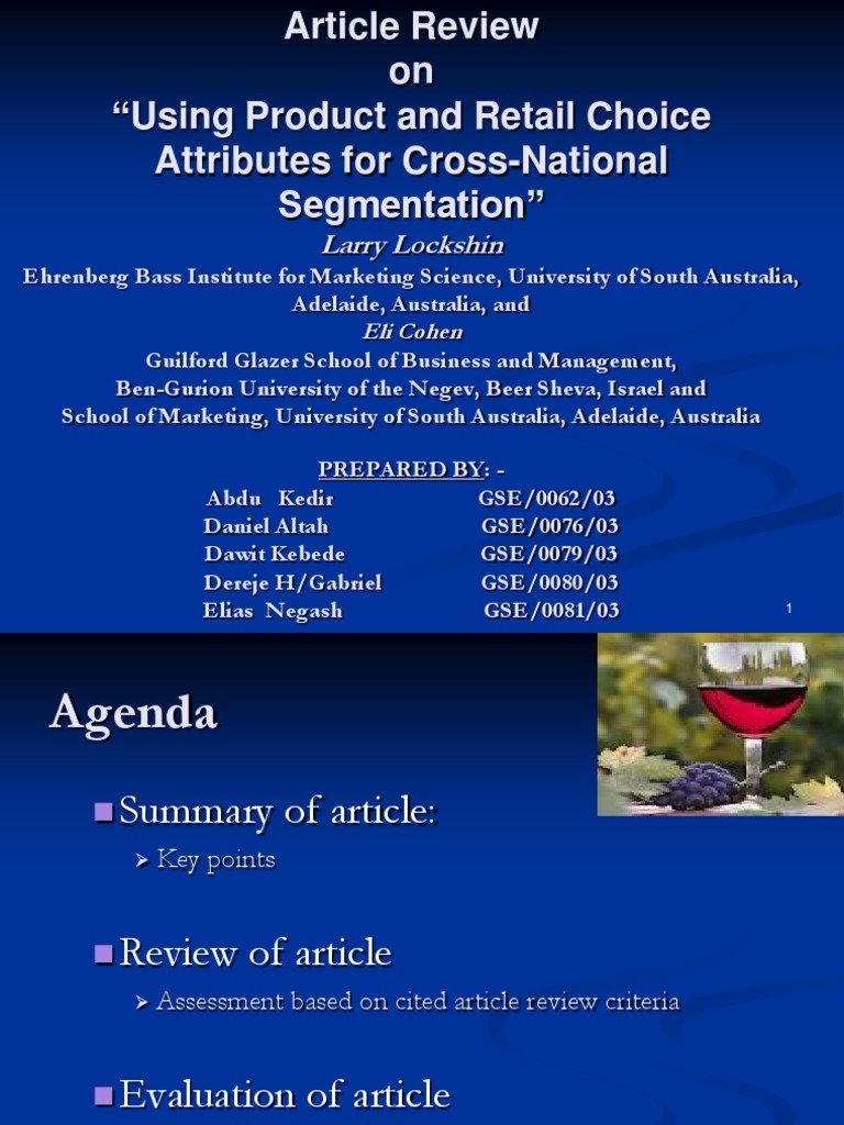 Article Review - Using Product V1 Dawit Final | PDF | Market Segmentation | Sampling (Statistics)