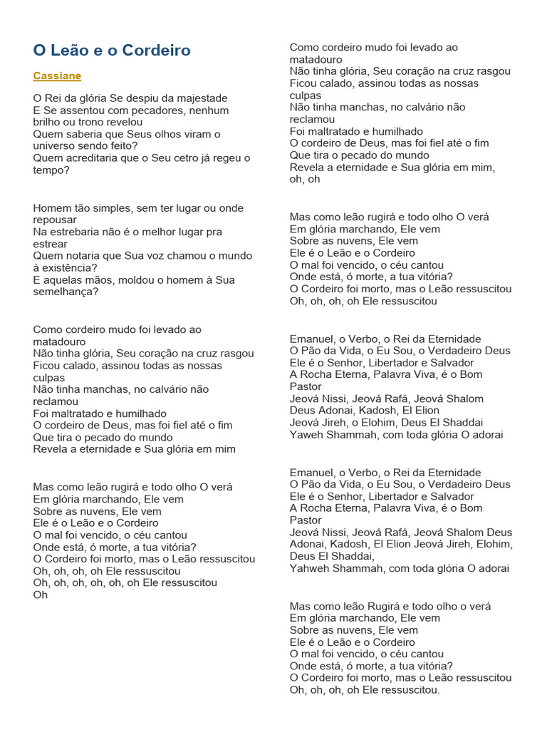 O Leão e o Cordeiro | PDF | Deus | YHWH