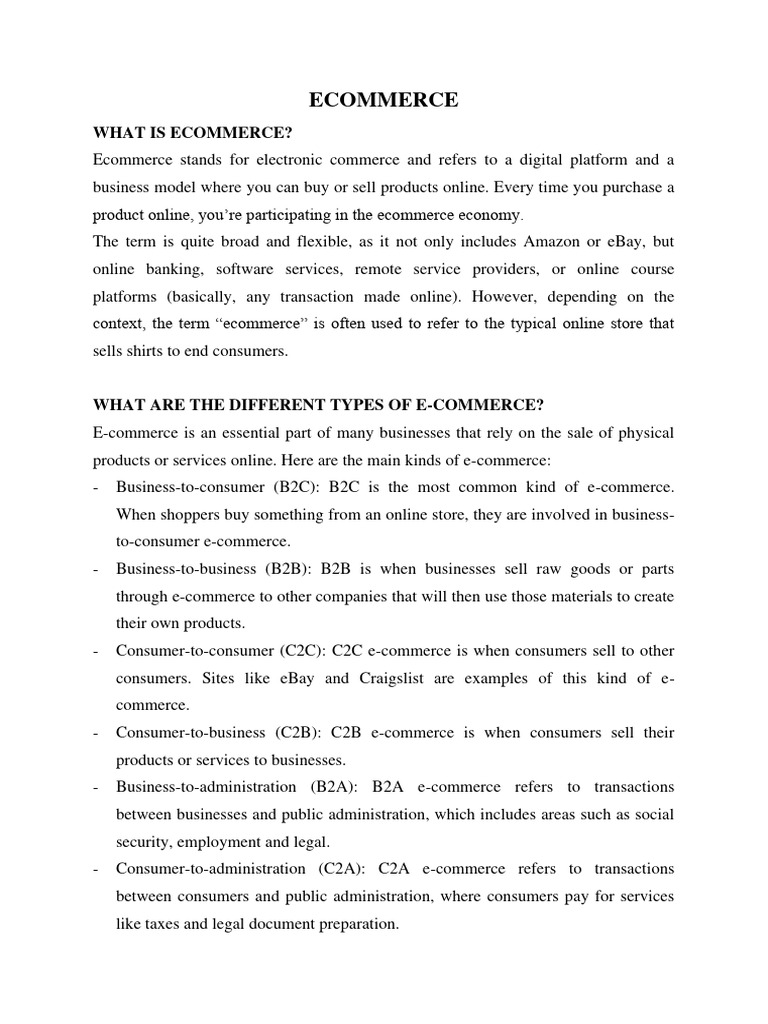 ECOMMERCE | PDF | E Commerce | Private Sector
