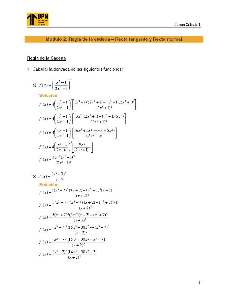 Módulo 2- Regla de La Cadena-recta Tangente y Normal | PDF