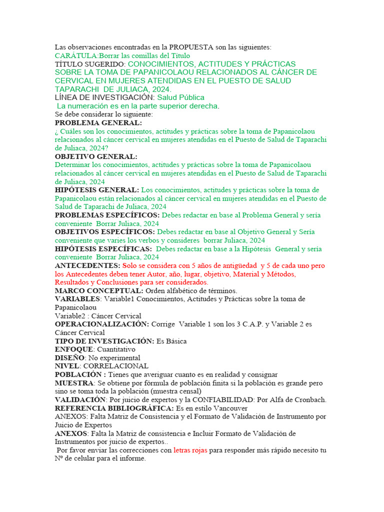 Las Observaciones Encontradas en La PROPUESTA Son Las Siguientes | PDF ...