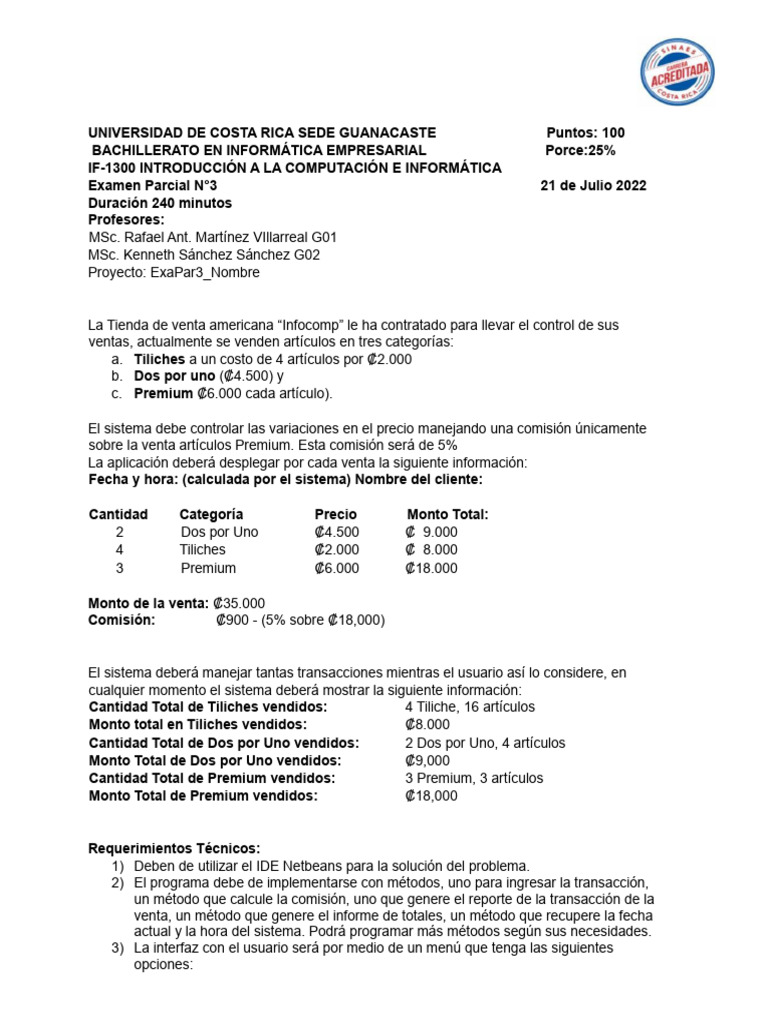 Examen Parcial - N3 2022 - 240627 - 083551 | PDF | Java (lenguaje de programación) | Ingeniería ...