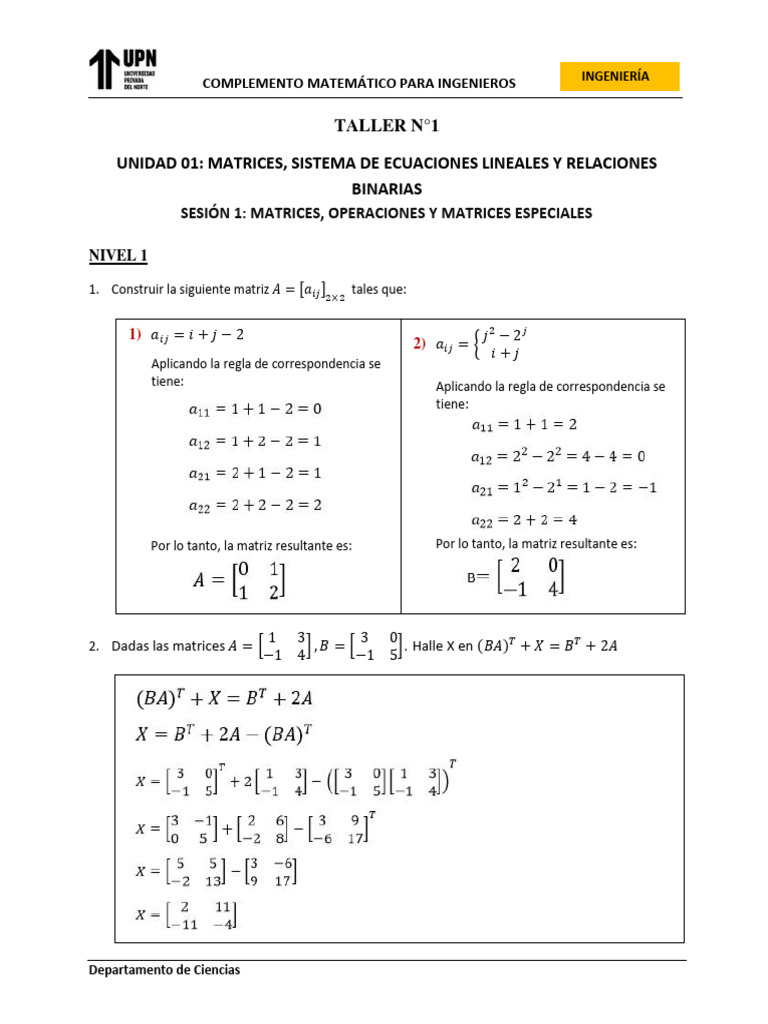 Taller de Matrices y Sistemas Lineales | PDF | Matriz (Matemáticas) | Queso