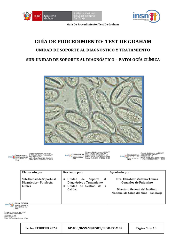 Guía del Test de Graham para Diagnóstico | PDF | Medicina | Medicina ...