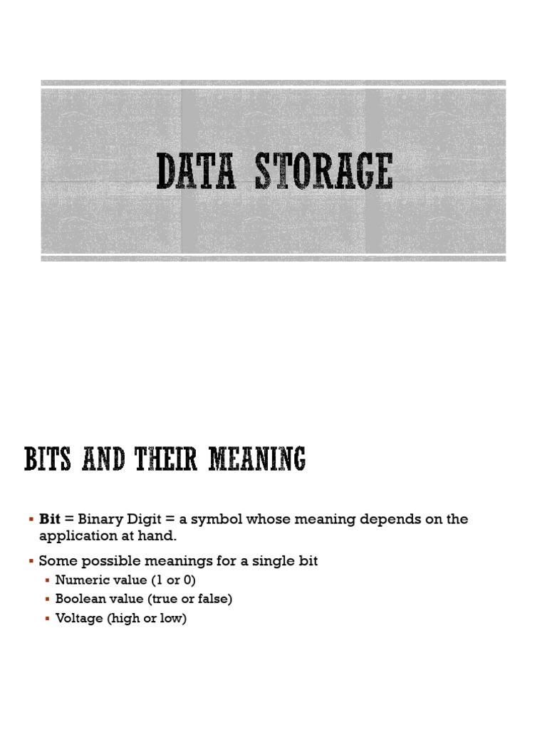4 Data Storage | PDF | Bit | Numbers