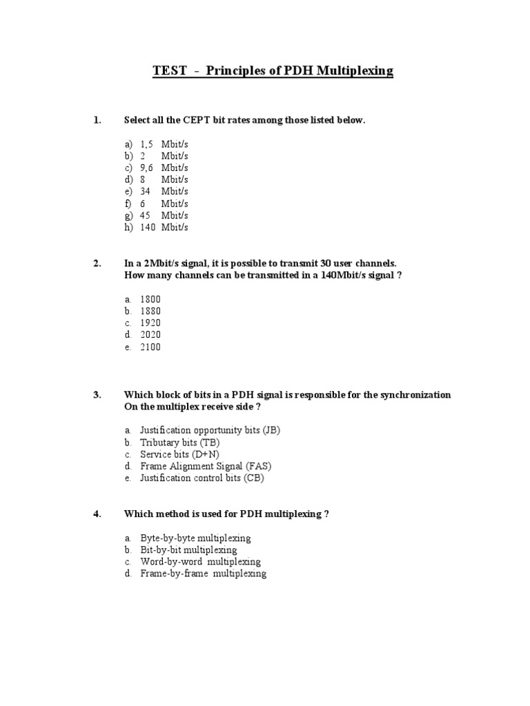 SDH - Test | PDF | Networks | Physical Layer Protocols