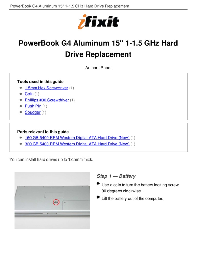 Powerbook G4 Aluminum 15" 1-1.5 GHZ Hard Drive Replacement | Download ...