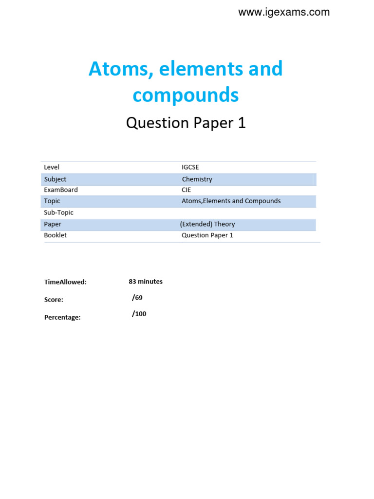 4 1 Atoms Elements And Compounds Qp Igcse Cie Chemistry Extended