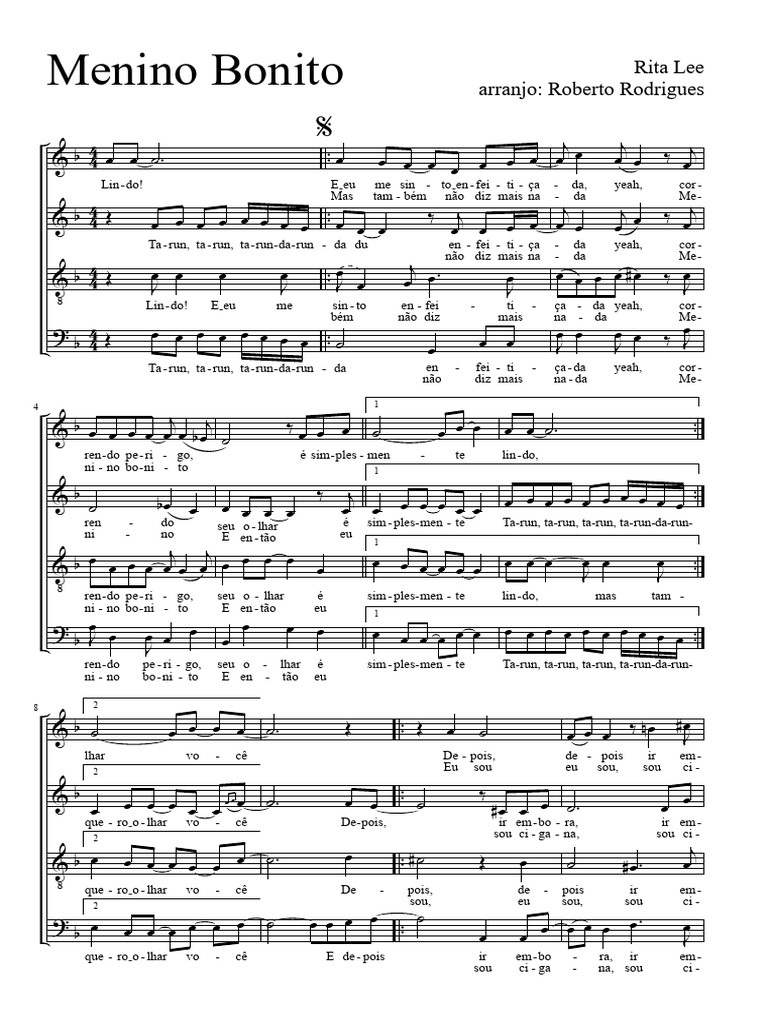 Menino Bonito - Rita Lee - Arr. Roberto Rodrigues | PDF