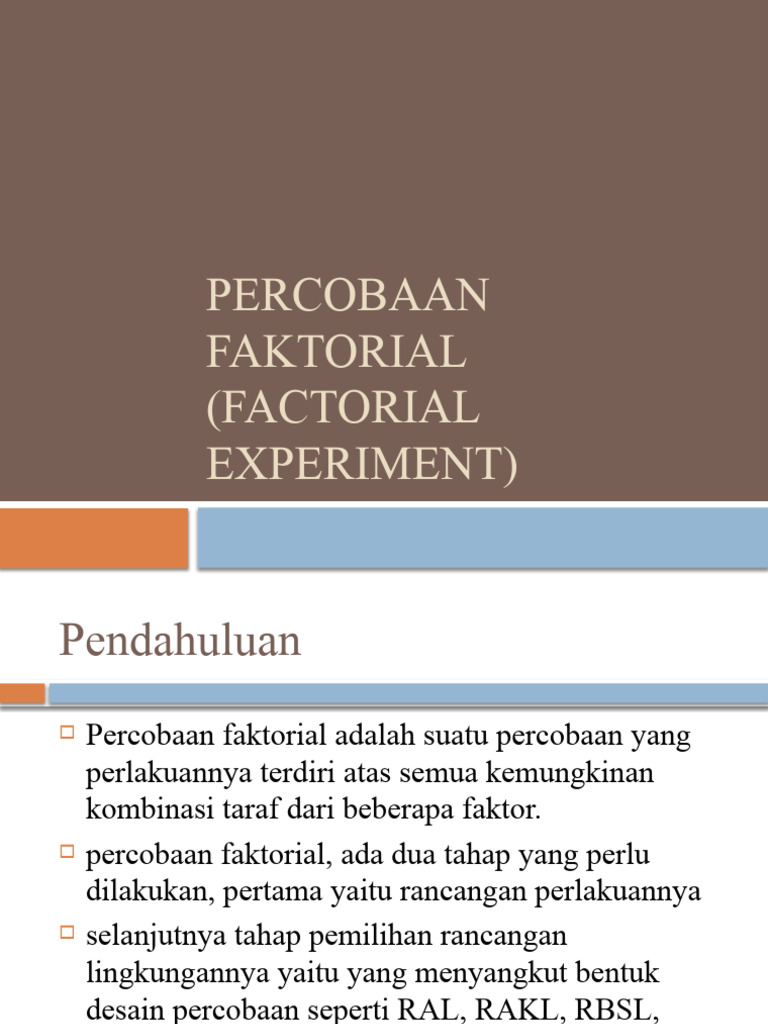 Percobaan Faktorial (Factorial Experiment) | PDF