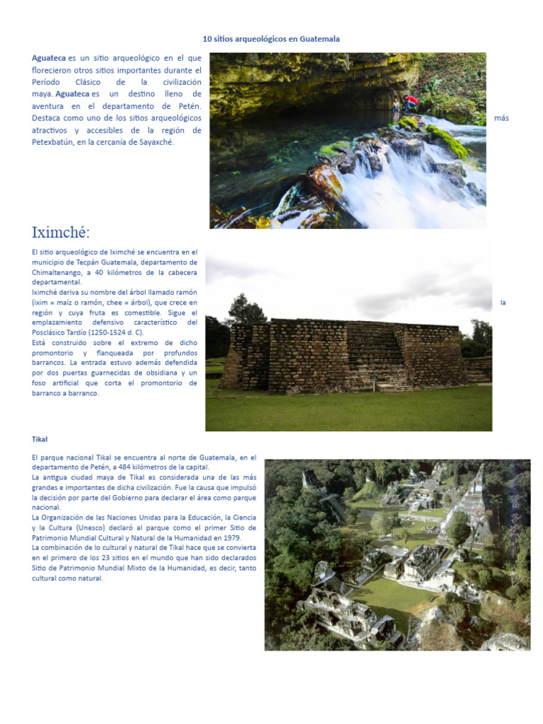 10 Sitios Arqueológicos en Guatemala | PDF | Civilización maya | Liderazgo