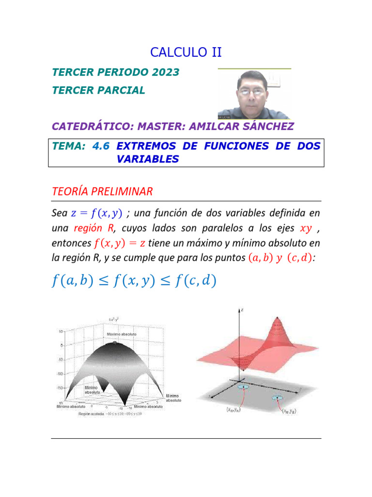Extremos en Funciones de Dos Variables | PDF | Función (Matemáticas) | Análisis matemático