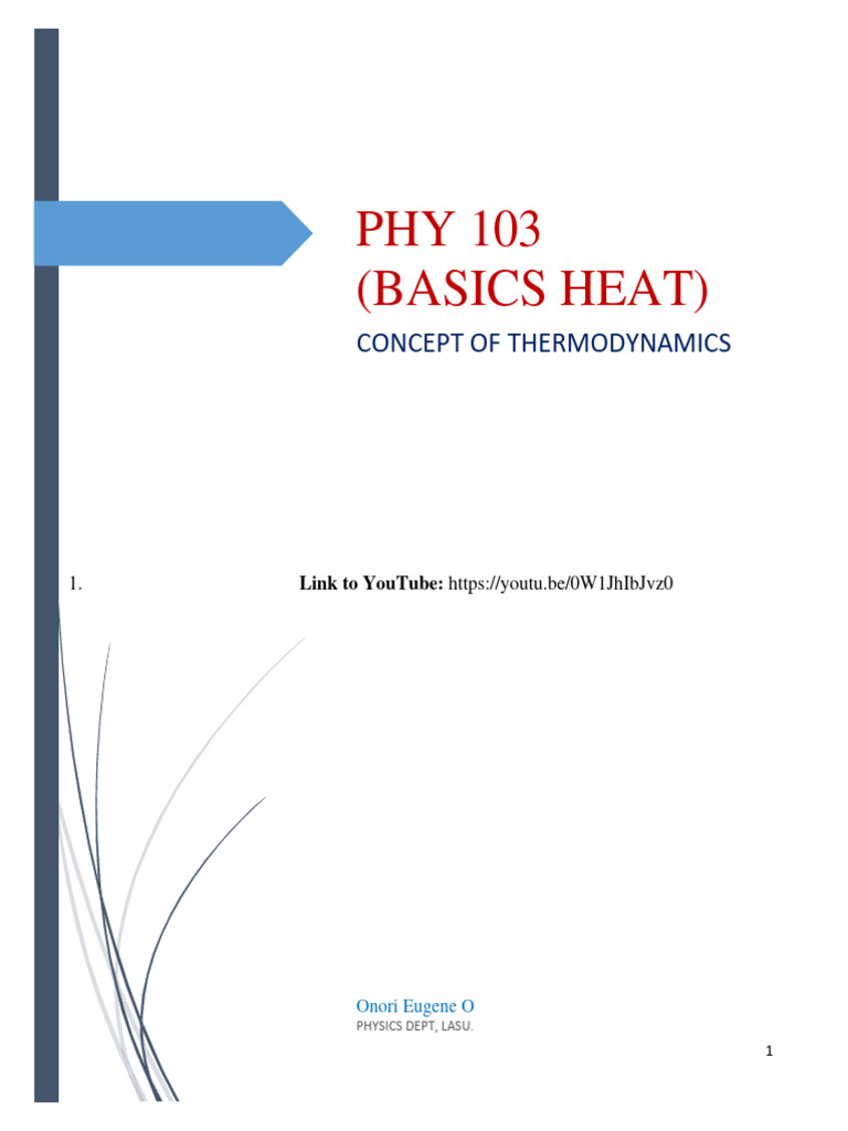 Phy 103 ( Basic Heat) Concepts of Thermodynamics | PDF | Heat | Thermodynamics