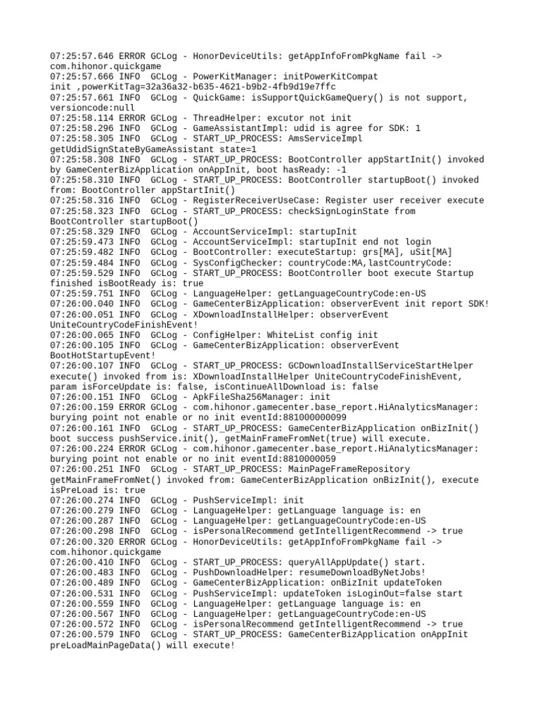 GameCenter Startup Log Errors | PDF | Computing | Software