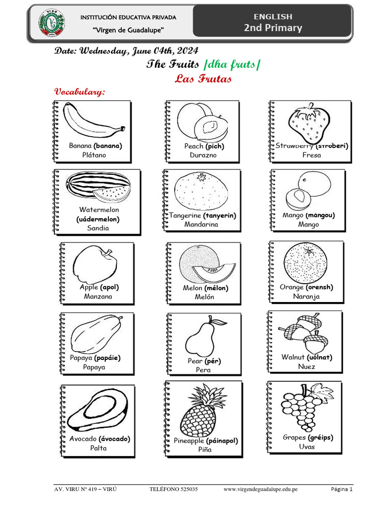 CLASS The Fruits 2024 2nd Grade | PDF | Agriculture | Edible Fruits
