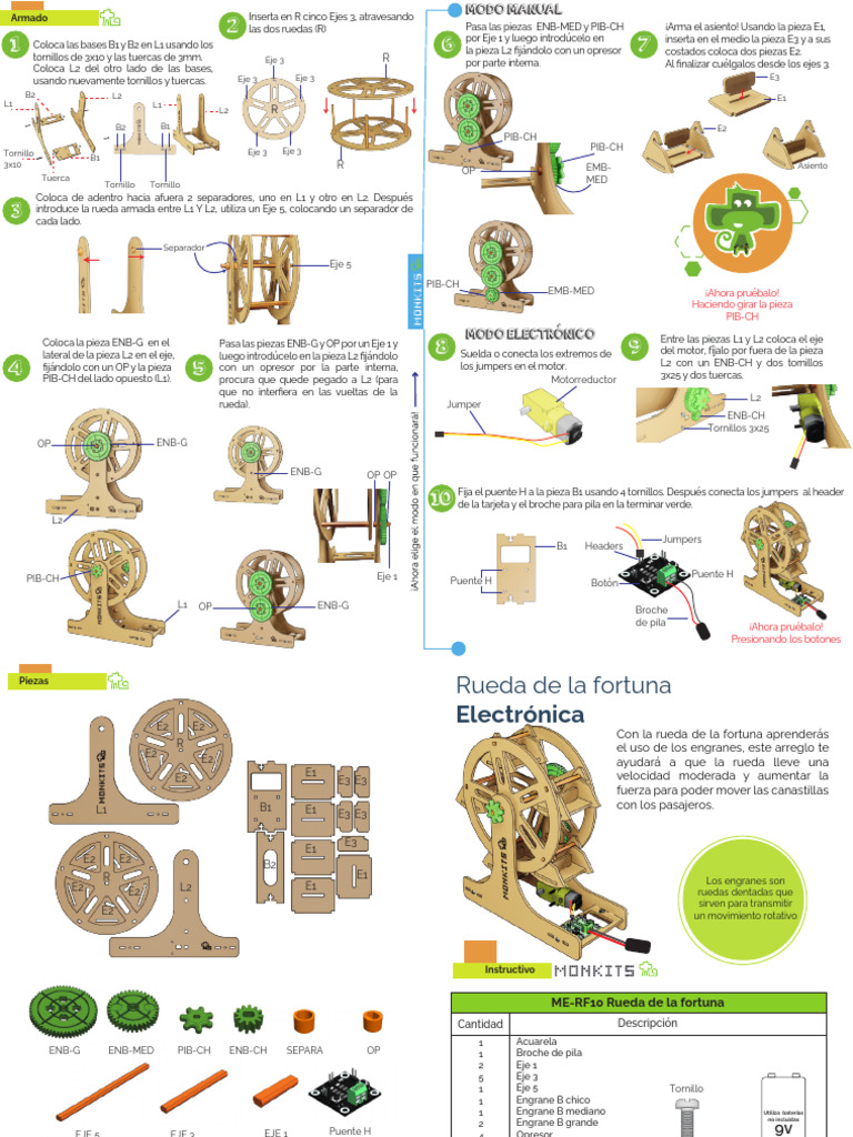 Armado de Rueda de la Fortuna Electrónica | PDF | Eje | Engranaje
