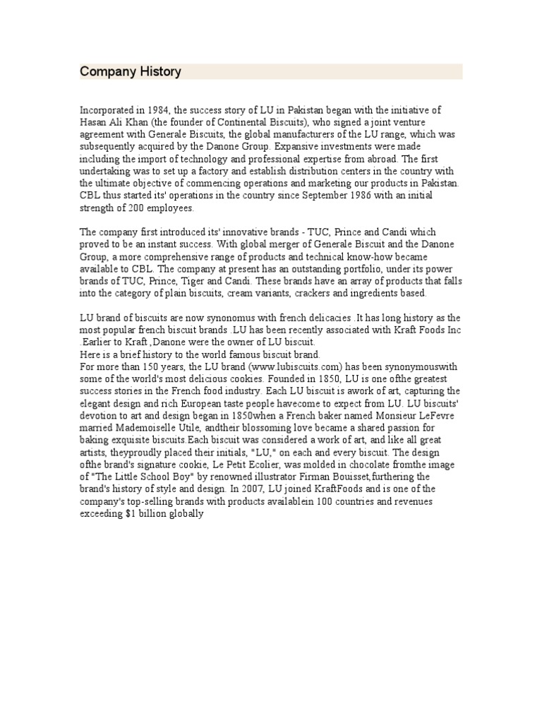 Company History | PDF | Biscuit | Business
