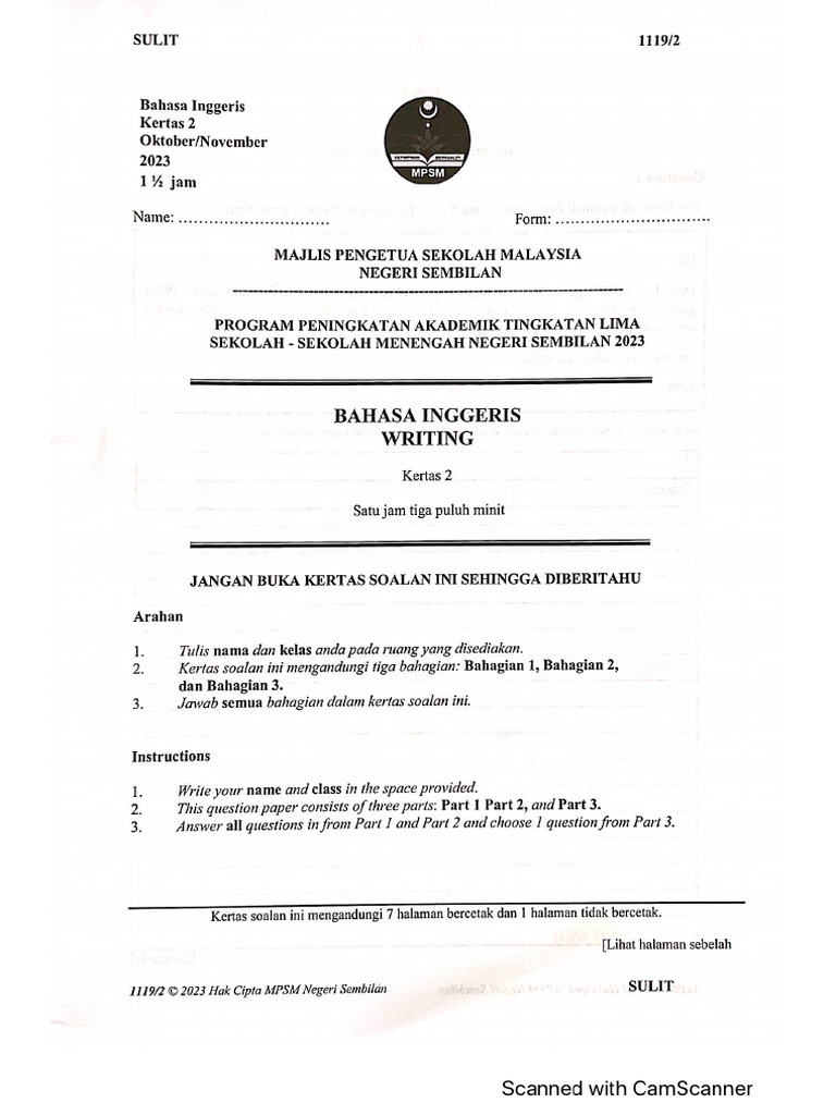 Paper 2 SPM Trial 2023 | PDF