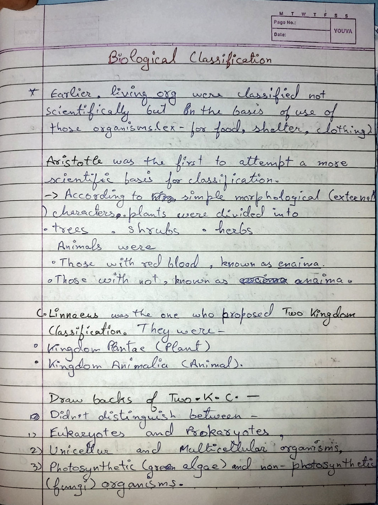 Notes of Biological Classification | PDF