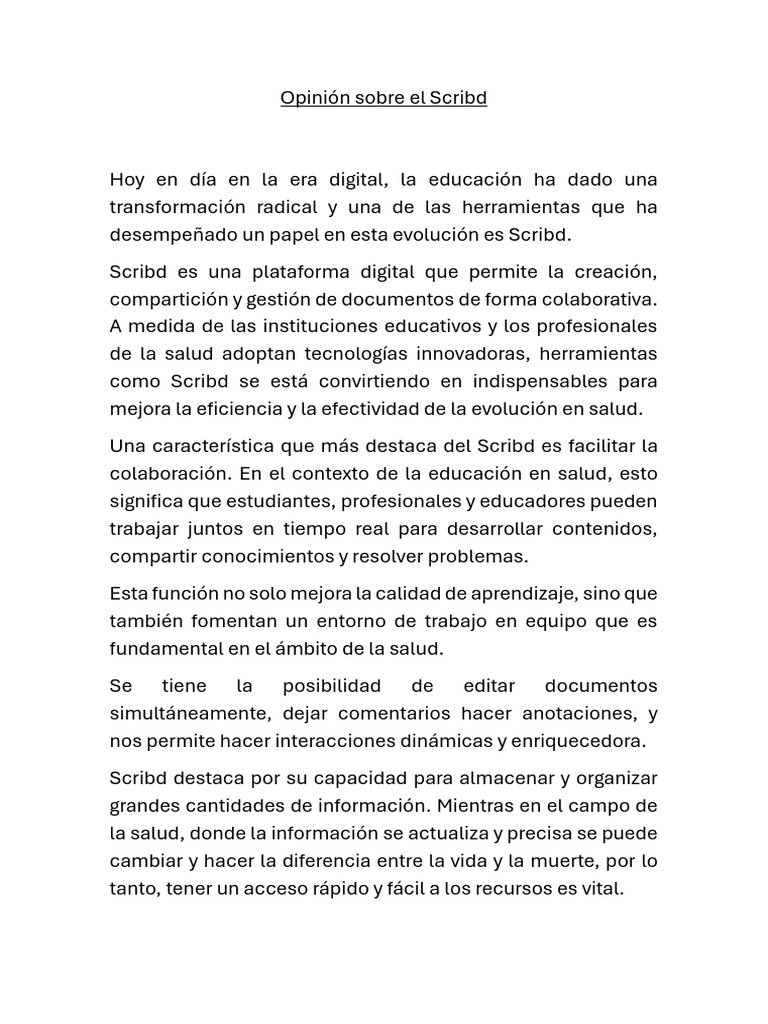Artículo de Opinión Del Scribd | PDF