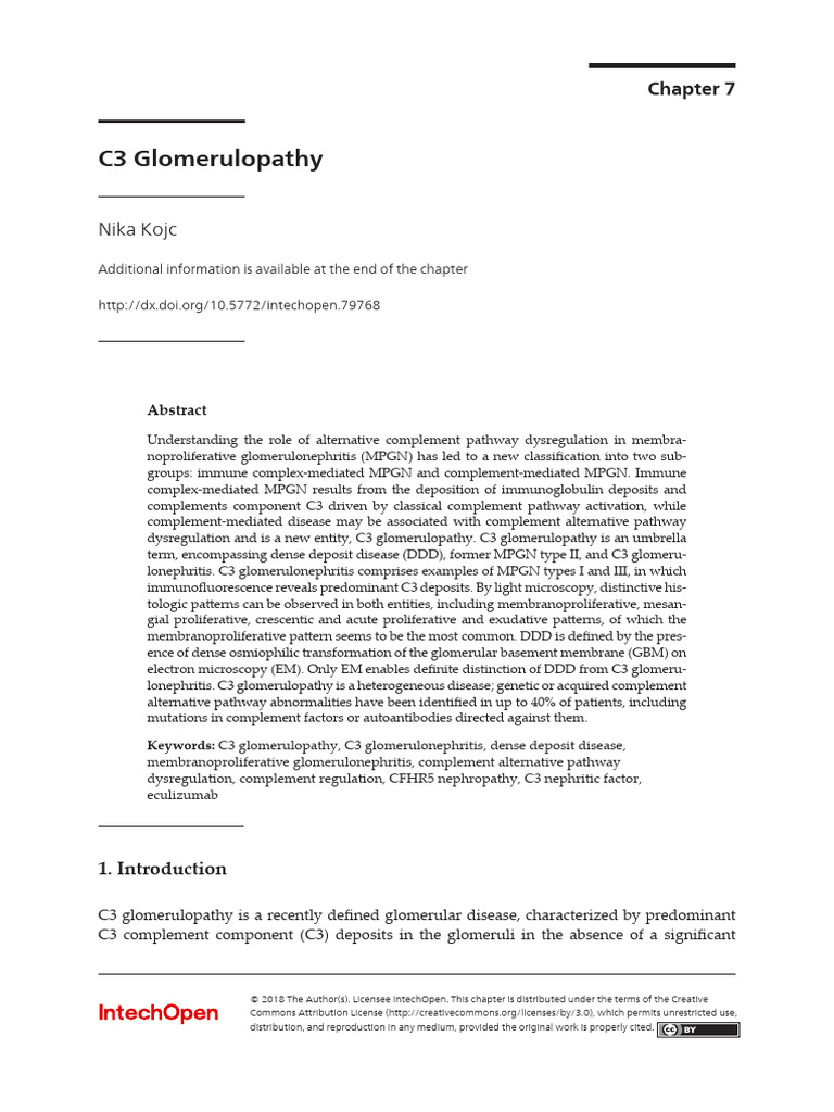 C3 Glomerulopathy | PDF | Complement System | Medical Specialties