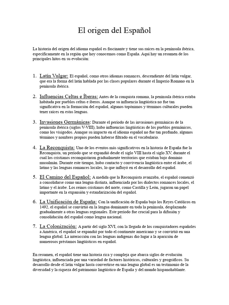 El origen del Español | PDF | España | Lengua española