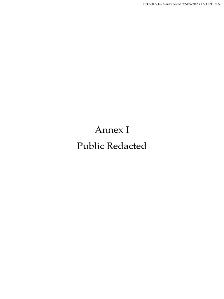 Annex I Public Redacted | PDF | International Criminal Court | Common Law