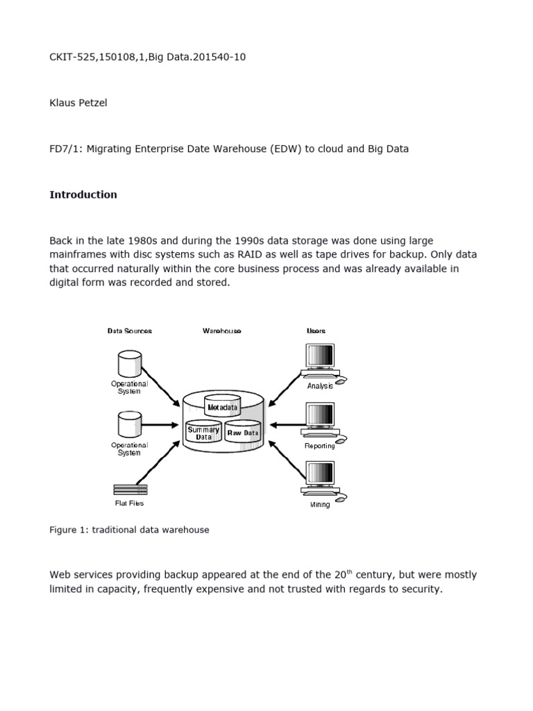Sem3-wk7-Migrating EDW To Cloud and Big Data | PDF | Cloud Computing | Backup