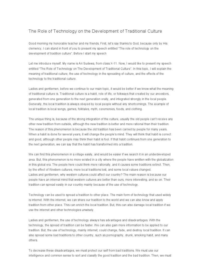 Technology's Impact on Traditional Culture | PDF | Traditions | Internet