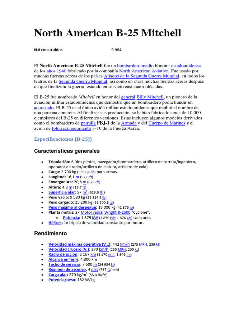 North American B-25 Mitchell | PDF | Aviación | Monoplano