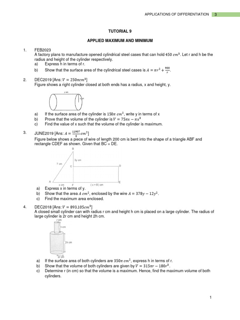 Tutorial 9 | PDF | Area | Geometric Shapes
