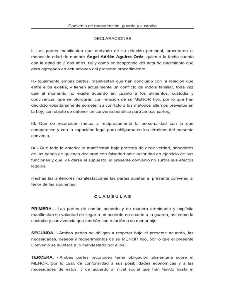 Convenio de Manutención | PDF | Pagos | Pensión alimenticia