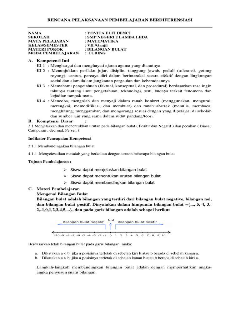 Contoh RPP Berdiferensiasi | PDF | Karier & Perkembangan