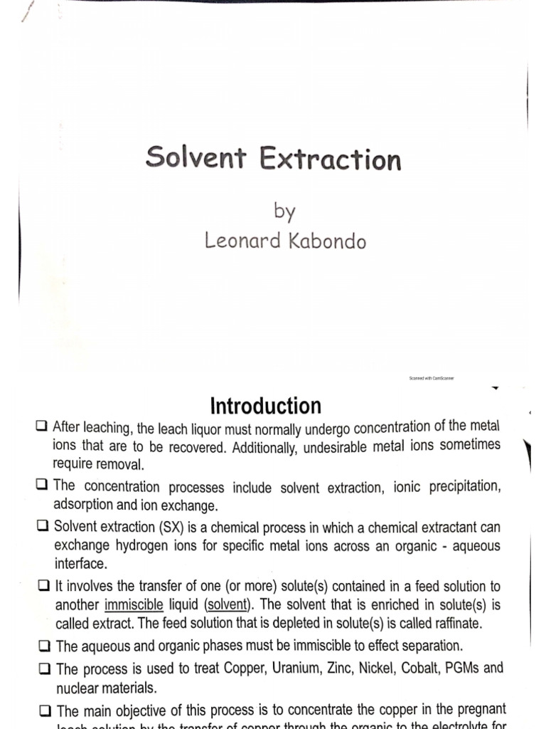 Solvent Extraction. | PDF