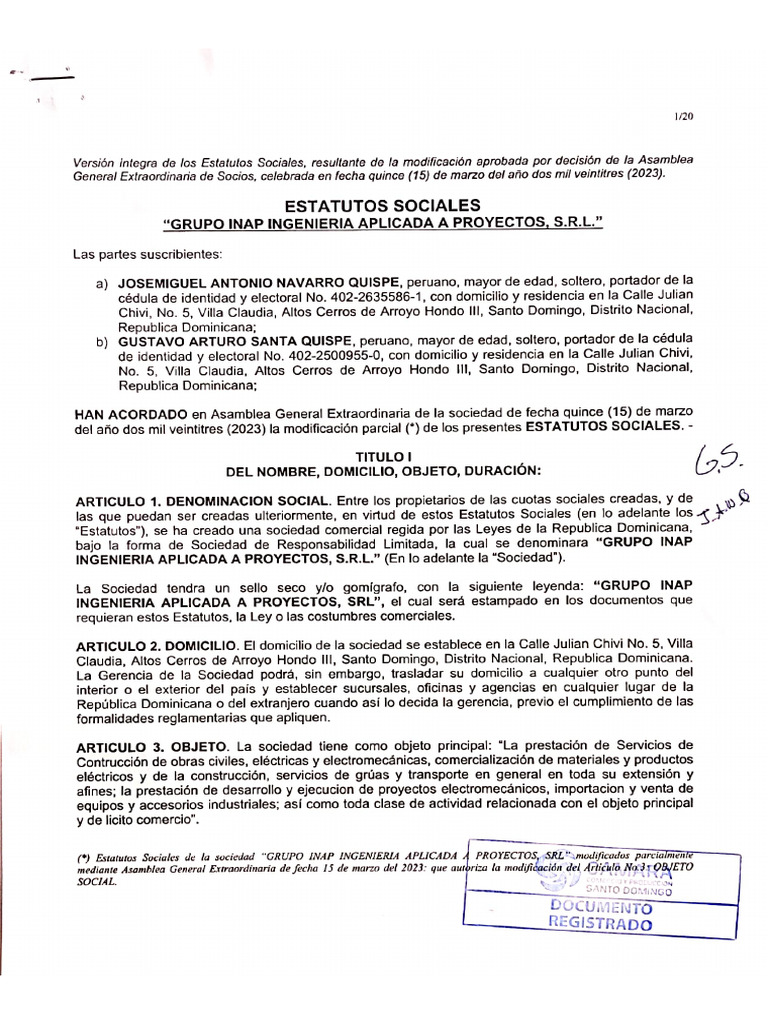 Inap. Estatutos Modif Objeto 2023 | PDF