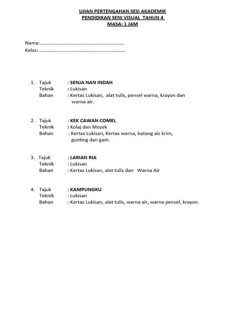 Soalan PSV Tahun 4 2024 | PDF