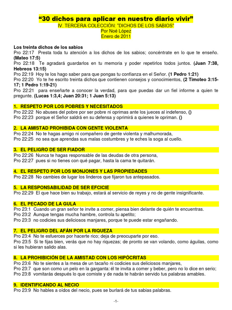 30 Dichos Sabios para la Vida Diaria | PDF